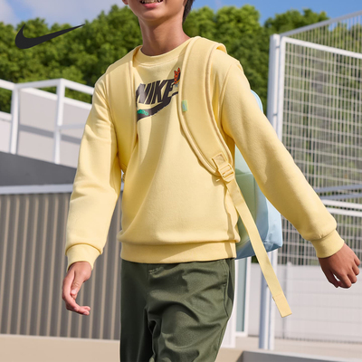 Nike/耐克正品冬季新款大童针织叠搭印花加绒卫衣HQ4885-701