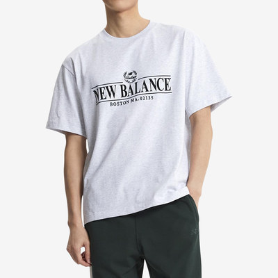 New Balance新百伦正品字母男宽松落肩圆领短袖T恤NBNEF21473-16