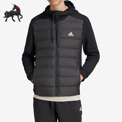 Adidas/阿迪达斯正品男保暖鸭绒外套连帽简约经典夹克外套KF8762
