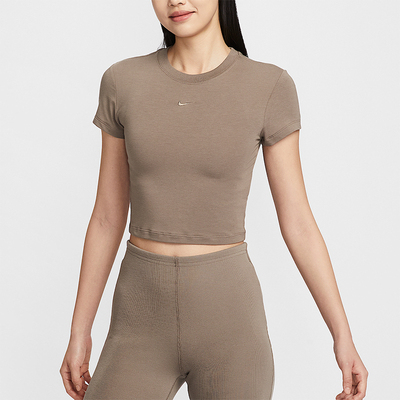 Nike/耐克正品2025夏季女士修身短款简约经典短袖T恤HF9539-233