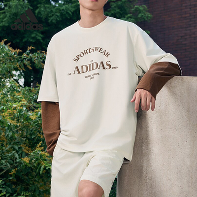 Adidas/阿迪达斯官方正品夏季男士经典宽松休闲印花运动T恤JD0441
