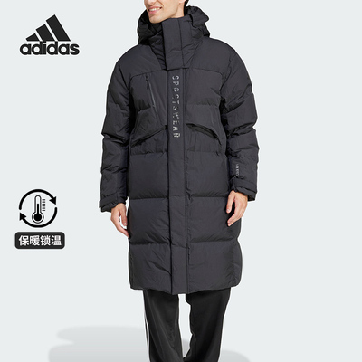 阿迪达斯男士时尚保暖长款羽绒服
