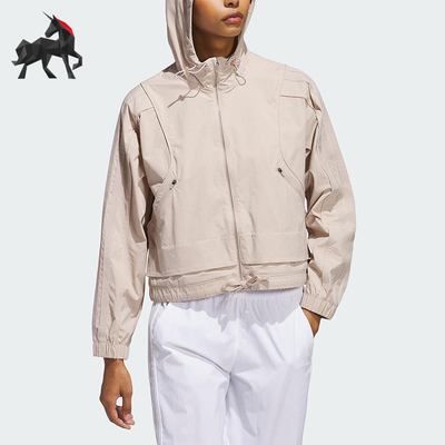 Adidas/阿迪达斯正品2025女士连帽高尔夫经典运动短款外套JE7361