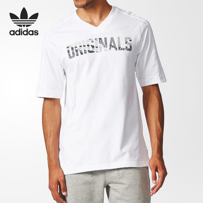 Adidas/阿迪达斯正品三叶草L.A V-TEE男子运动V领短袖T恤BP8974