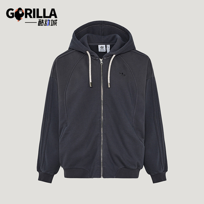 Adidas/阿迪达斯正品三叶草女士休闲运动连帽针织夹克外套KT6377