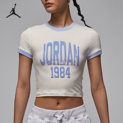 耐克女士字母印花短款透气T恤