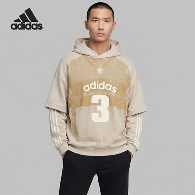 Adidas/阿迪达斯正品三叶草男士连帽假两件针织套头衫KC2608
