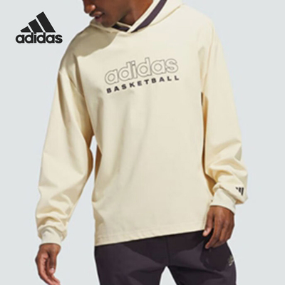 阿迪达斯男士字母印花连帽卫衣