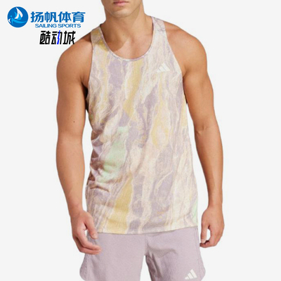 Adidas/阿迪达斯正品男士运动图案印花圆领无袖背心T恤IN2983