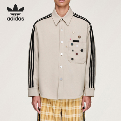 Adidas/阿迪达斯正品三叶草男女长袖宽松条纹运动衬衫KC3141