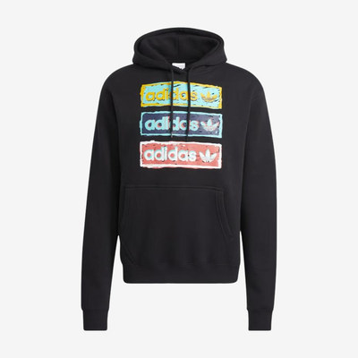Adidas阿迪达斯正品Originals男字母印花套头连帽长袖卫衣HT7333
