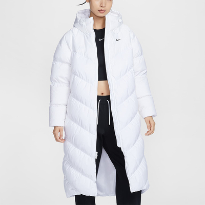 耐克女士连帽保暖长款休闲羽绒服