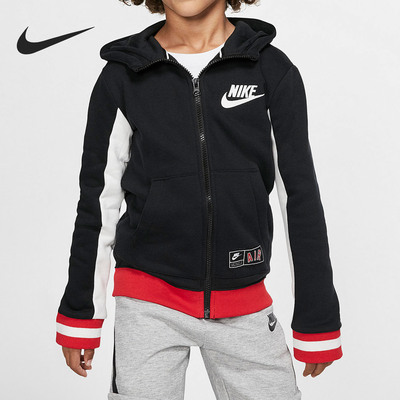 Nike/耐克正品春季AIR幼童全长拉链开襟起绒连帽衫外套HA6935