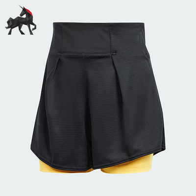 Adidas/阿迪达斯正品女士运动舒适高腰双层休闲短裤IM8230