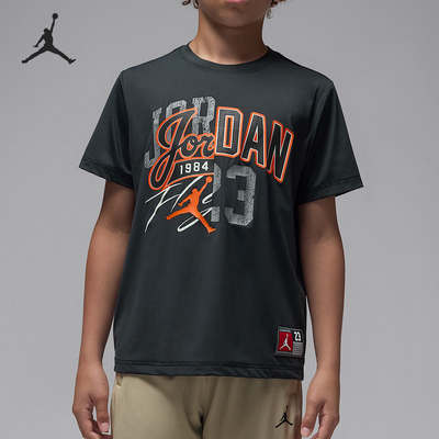 Nike/耐克正品JORDAN大童针织圆领透气经典印花短袖IO2296-010