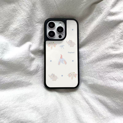 ins风可爱波点小象黑边软壳磁吸适用苹果iPhone17promax手机壳1615pro小米1415Pro华为mate60p70三星S23防摔