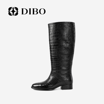 DIBO碲铂商场同款真皮长筒靴女