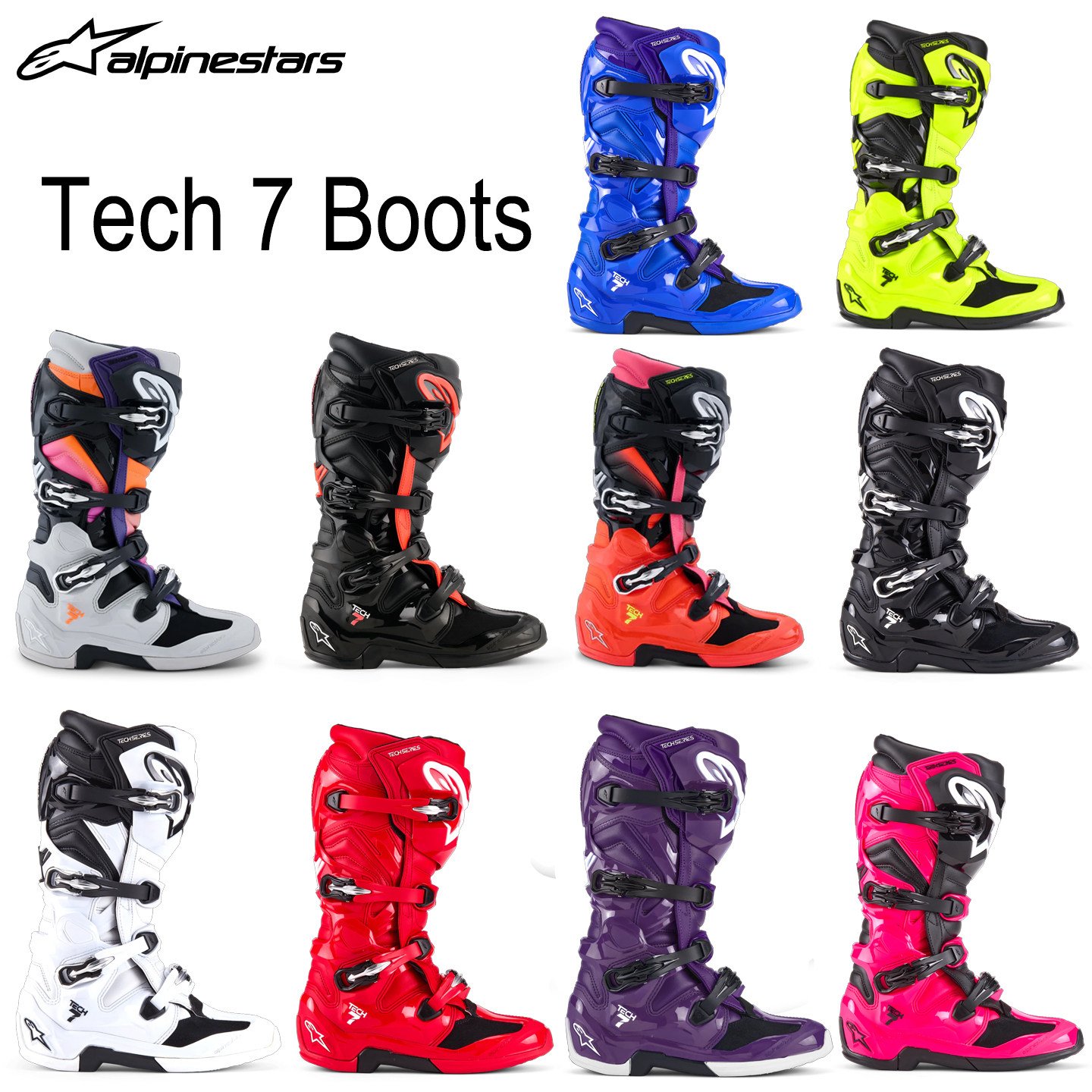 27款a星alpinestars越野摩托车靴子t7赛车鞋tech7越野靴防摔林道