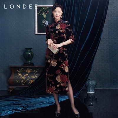 新中式丝绒气质改良旗袍连衣裙