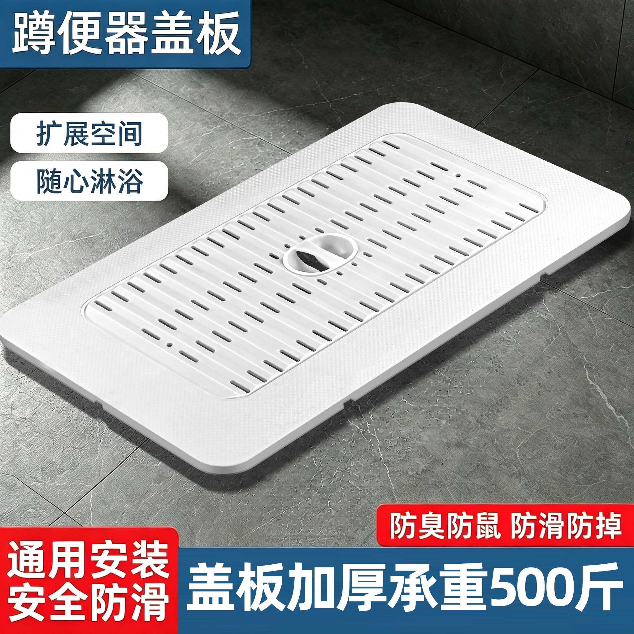 蹲便器盖板卫生间通用蹲坑防臭堵臭器厕所密封盖洗澡防滑便池挡板