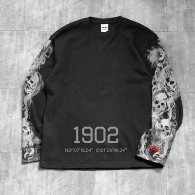 Palace26SS烟雾骷髅华夫格长袖