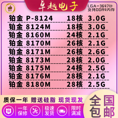 INTEL铂金8124M8171M8170M