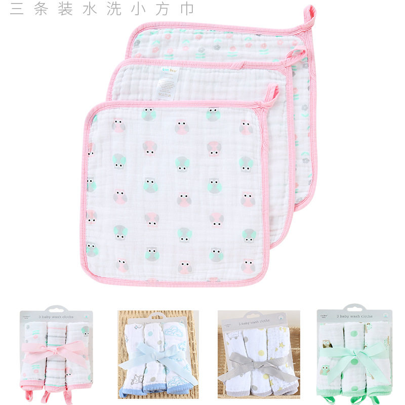 婴儿纯棉纱布口水巾超软洗脸小方巾毛巾宝宝用品儿童手帕新生幼儿