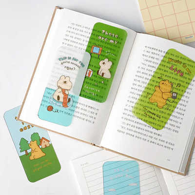 韩国正品monolike 午后童话镇硬质装饰书签ins风卡通索引分页书夹