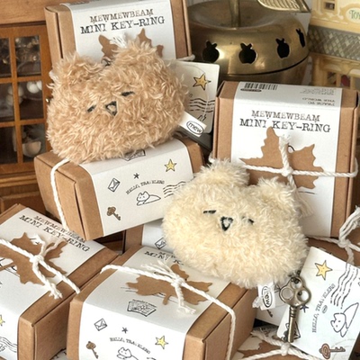韩国正品mewmewbeam 猫咪脸毛绒玩偶迷你钥匙扣吊饰包包挂件挂链