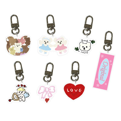 韩国正品MAZZZZY 可爱卡通小熊亚克力钥匙扣圈蓝牙耳机吊饰挂件