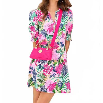 代购Lilly Pulitzer女士连衣裙显瘦舒适雪纺印花度假夏季短裙