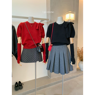 Y.JIA伊嘉2026新年穿搭温柔泡泡袖绝美保暖毛衣女配袖套Y26-1529