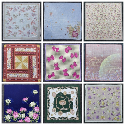 日系vintage古着纯棉男女士轻奢印花吸汗小方巾口袋巾手帕45