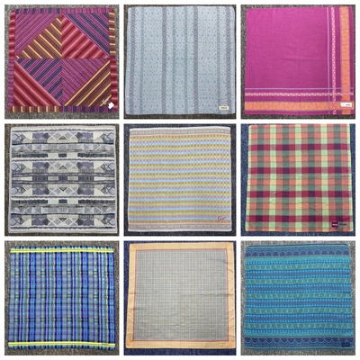 日系vintage古着纯棉男女士轻奢印花吸汗小方巾口袋巾手帕-102