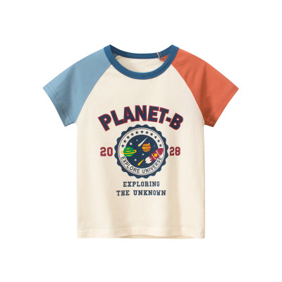 三折品牌清仓撤柜童装中小童儿童男女宝宝撞色夏季短袖T恤9433
