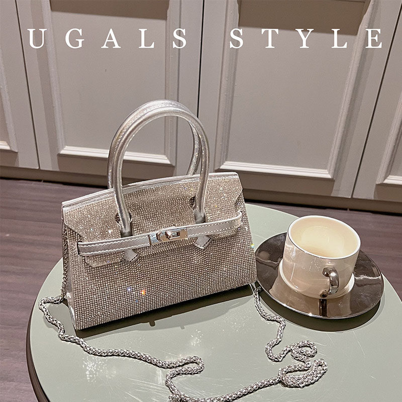 UGALS法式闪亮包包不灵钻石铂金凯莉包晚宴会满水钻手拿斜挎包女_虎窝淘
