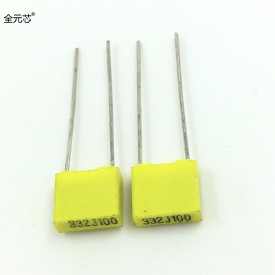 332J100 校正电容 100V 332J  黄色直插两脚 电容器