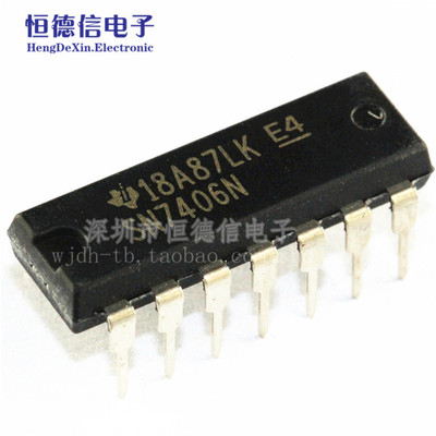 SN7406N DIP-14 六反相器(漏极开路输出) 原装进口SN7406 全新