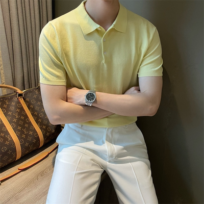 夏季短袖休闲极简男polo衫