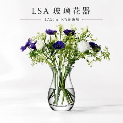 LSA英国进口手工玻璃Flower透明花瓶装饰简约创意高级轻奢花束瓶