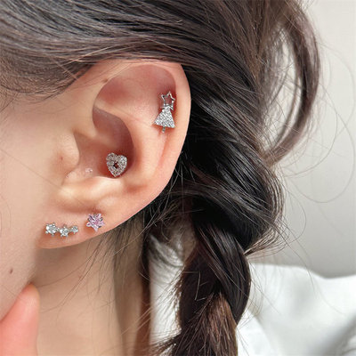 圣诞树耳骨钉小流星耳蜗钉