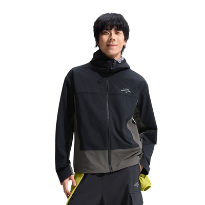 李宁荷叶风衣男秋防泼水运动服户外健步连帽防风外套AFDU929-B品