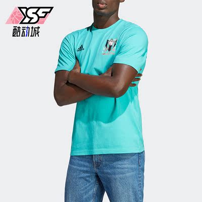 阿迪达斯正品梅西足球男运动短袖