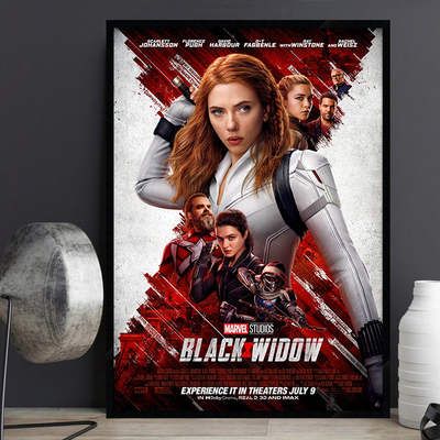Black Widow 黑寡妇漫威电影海报装饰画简约餐厅饭店酒吧有框挂画