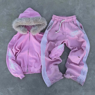 Striped hoodie, spring, long-sleeved sweatpants