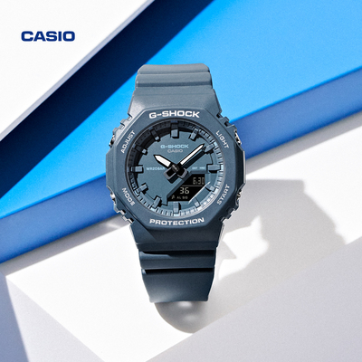 卡西欧蓝色点缀八角运动女表