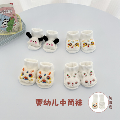 白色宝宝袜子春夏季婴儿中筒袜