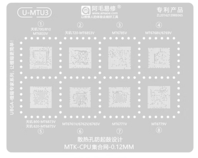 阿毛MU3/MT6762V/6739V/6757V/6771V/6763V/6875V/8768VCPU植锡网