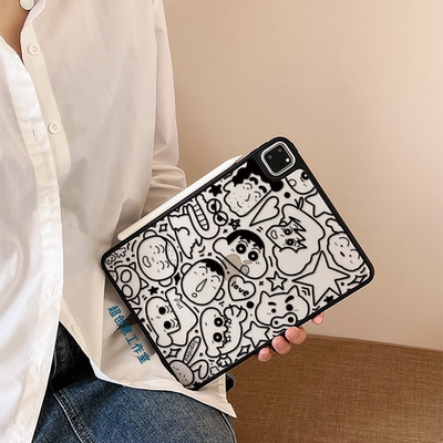 超创意适用9代无盖ipad11A16保护壳第10代10.9单面小新10.2寸亚克力air45mini6硬后壳pro11Air11磁吸笔槽9.7