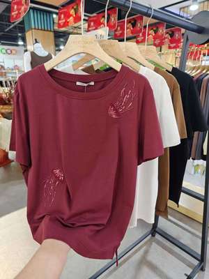 雅可yakoko女T恤莫代尔短袖圆领大码女装正品实体款2025新款25636